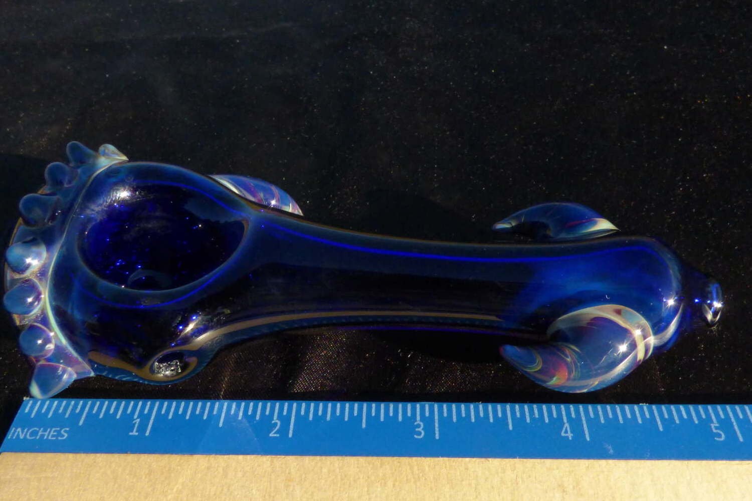 Glass Eye Pipe With Horns. Blue Iris. Double Amber Purple - Etsy