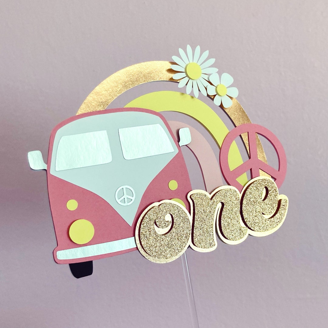 Groovy One Cake Topper, Two Groovy Cake Topper, Retro Van Cake Topper ...