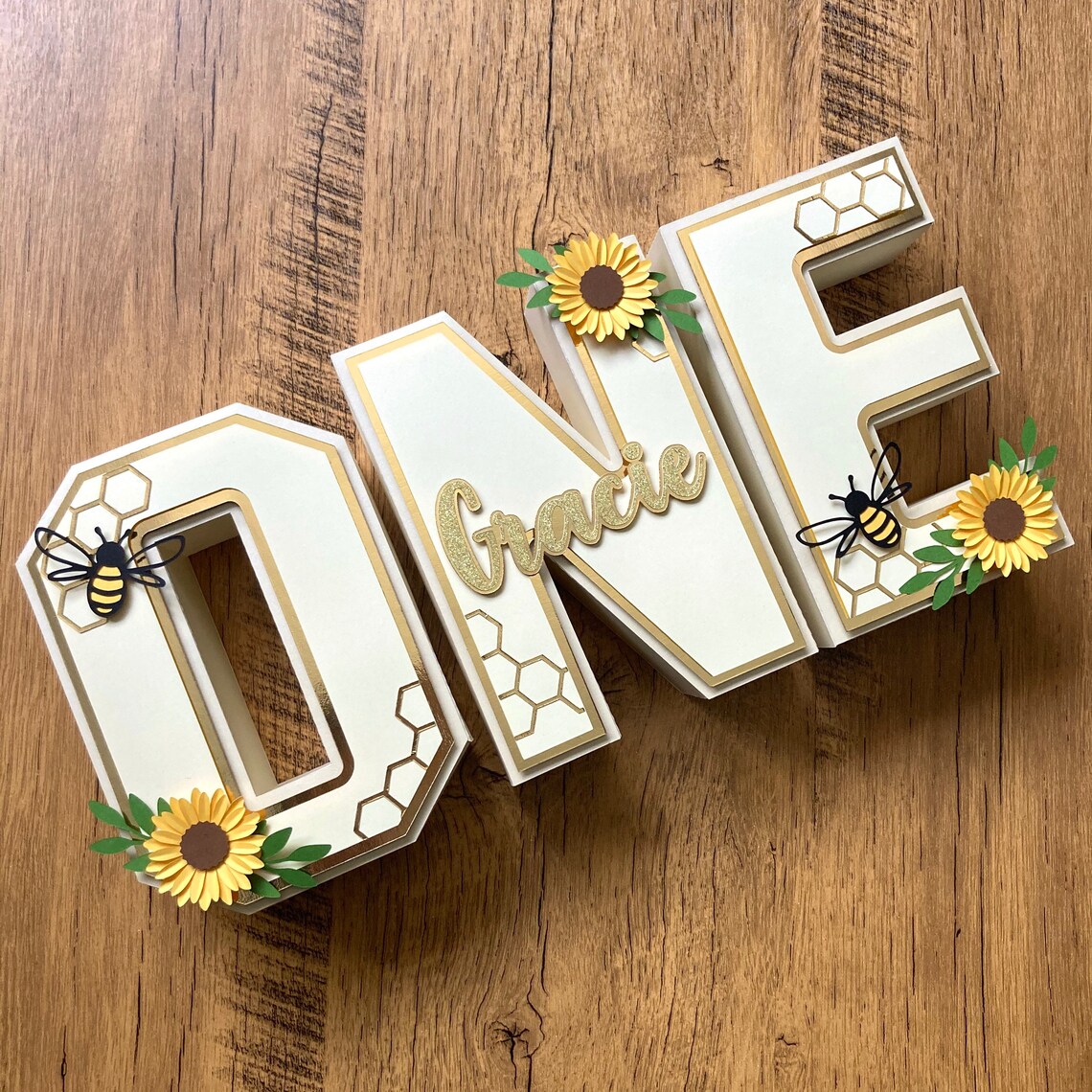 Sunflower Bee Birthday Cake Topper One Bee Cake Topper 1st | Etsy