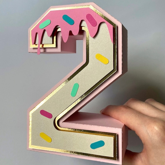 Ice Cream Birthday 3D Number Ice Cream Party Decor Donut | Etsy