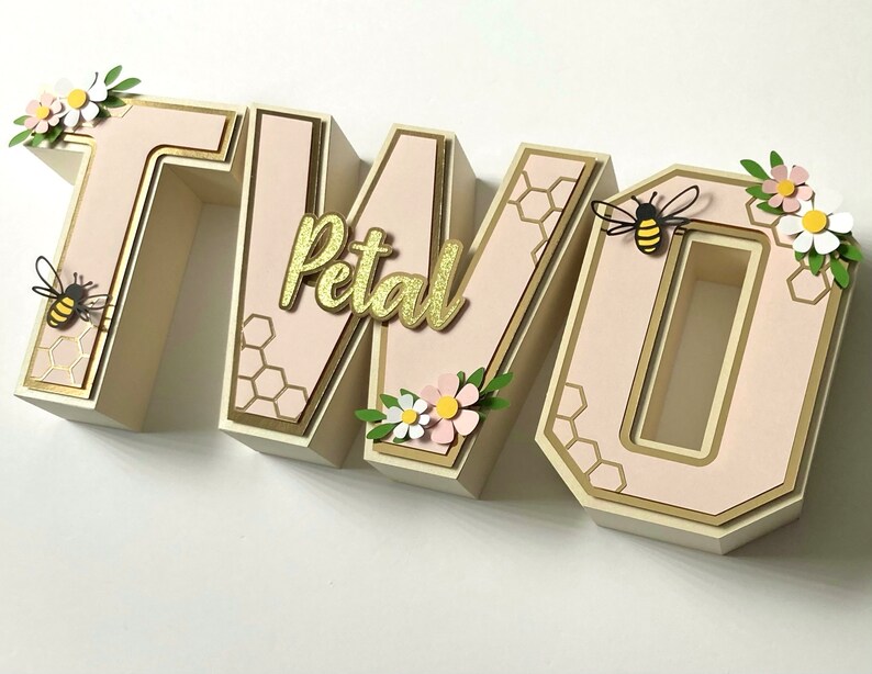Bee Birthday 3D Letter, Pink Floral Party Decor - Etsy