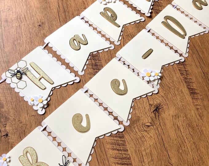 Happy Bee-day Banner, Bee Birthday Banner, Bee Birthday Decor, First ...