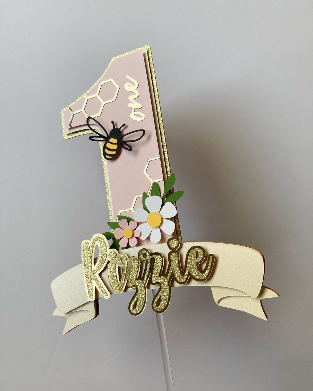 Bee Birthday Cake Topper, One Bee Cake Topper, 1st Bee-day Cake Topper ...