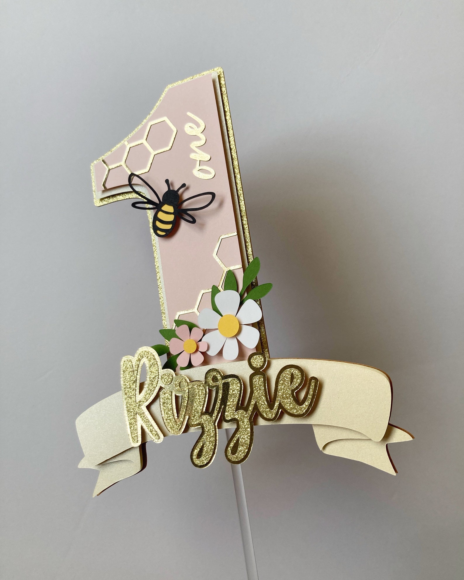 Bee Birthday Cake Topper, One Bee Cake Topper, 1st Bee-day Cake Topper ...