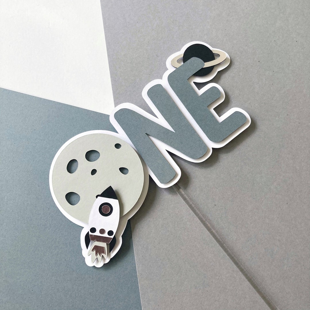 One Outer Space Cake Topper, 1st Trip Around the Sun Birthday, Moon ...
