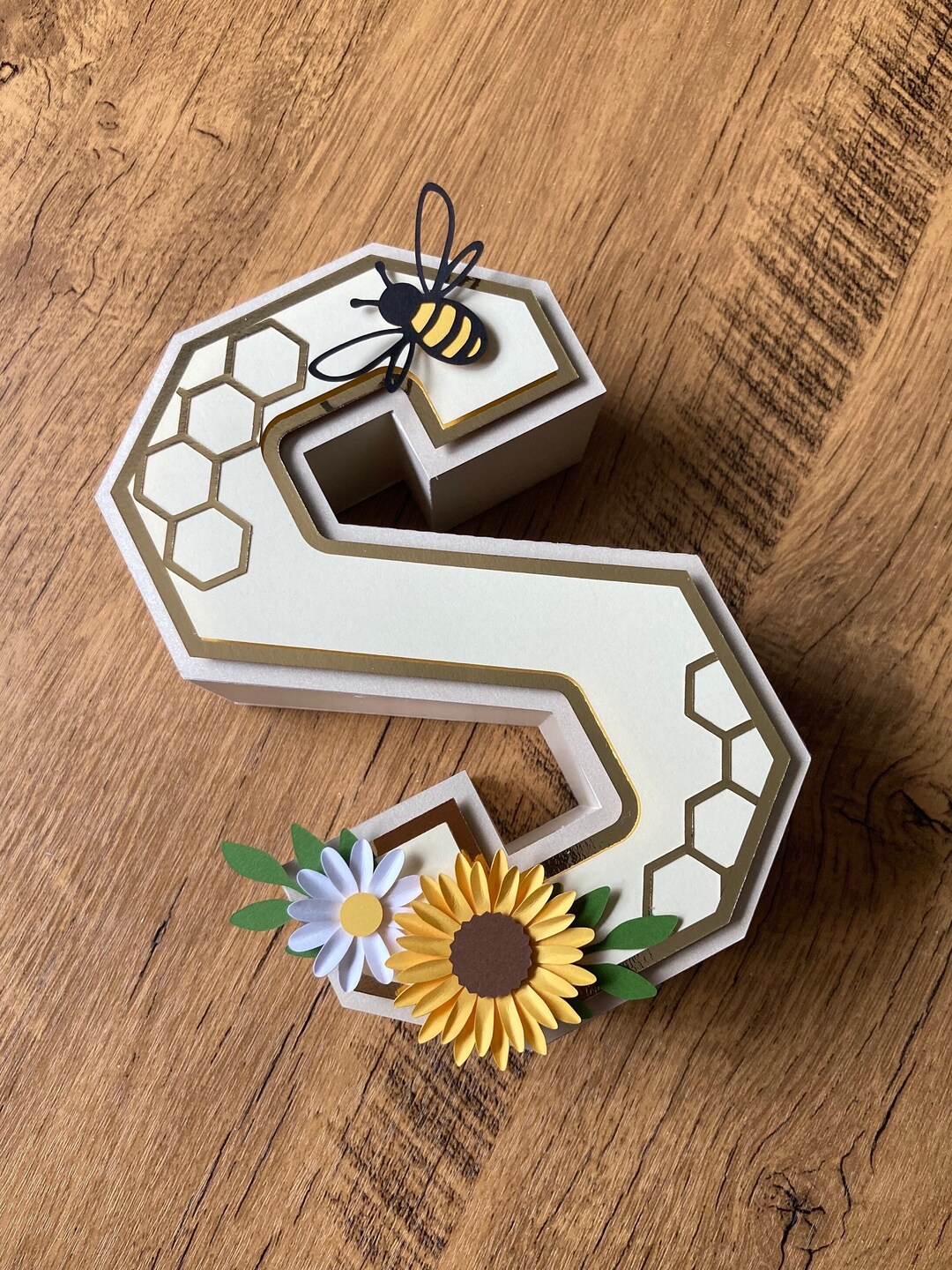 Sunflower Bee Birthday 3D Letter, First Bee-day 3D Letters, Sunflower ...