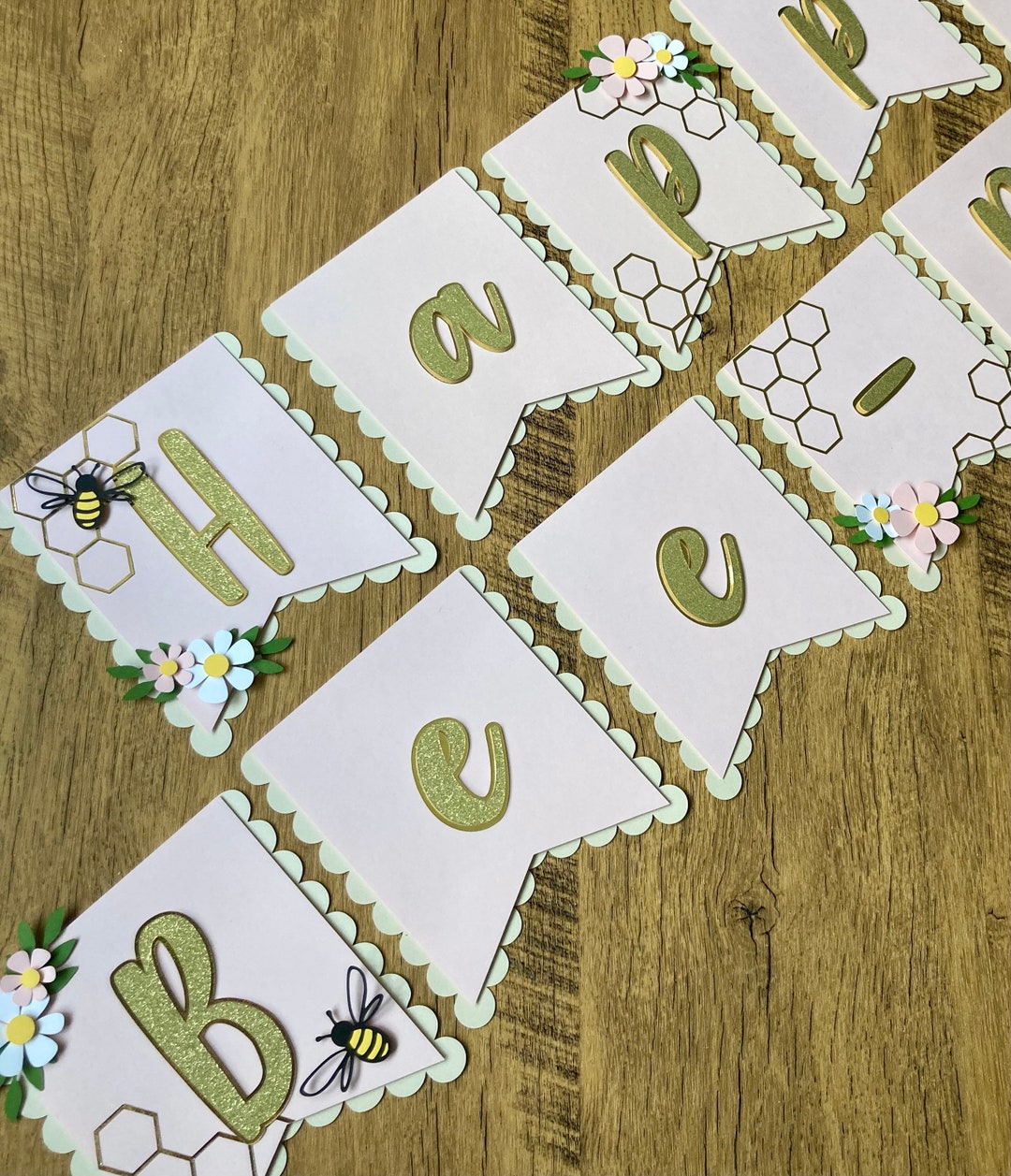 Happy Bee-day Banner, Pink Bee Birthday Banner, Pink Bee Birthday Decor ...