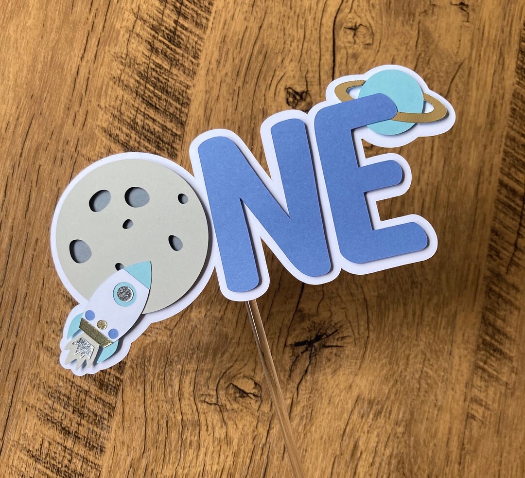 One Outer Space Cake Topper, 1st Trip Around the Sun Birthday, Moon ...