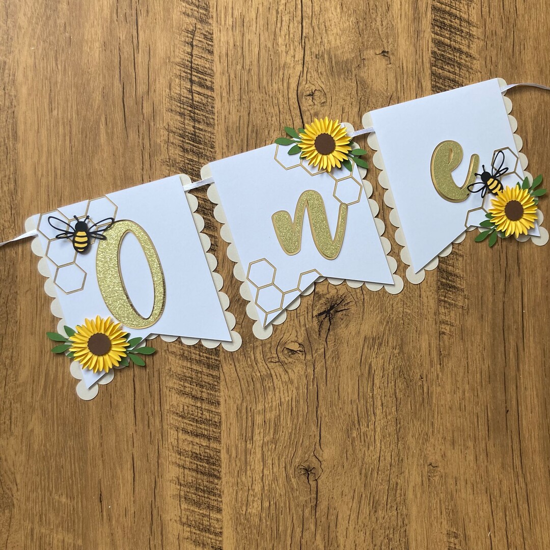 Sunflower Bee High Chair Banner, 1st Bee-day Decor, Bee Birthday Banner ...