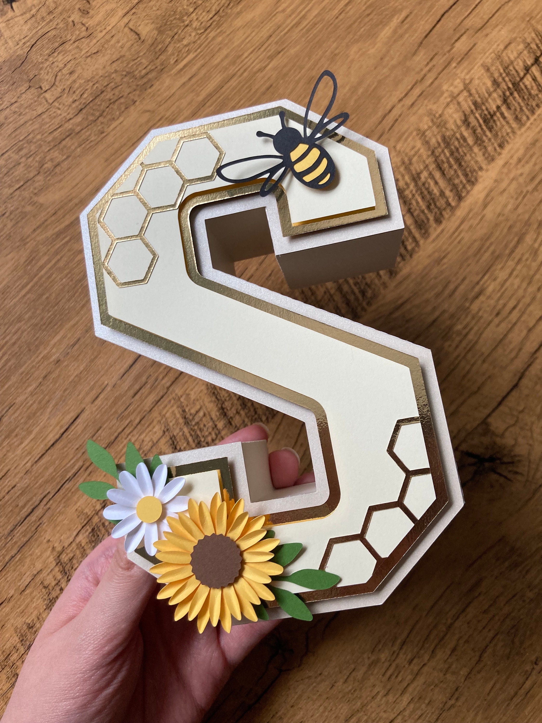 Sunflower Bee Birthday 3D Letter, First Bee-day 3D Letters, Sunflower ...