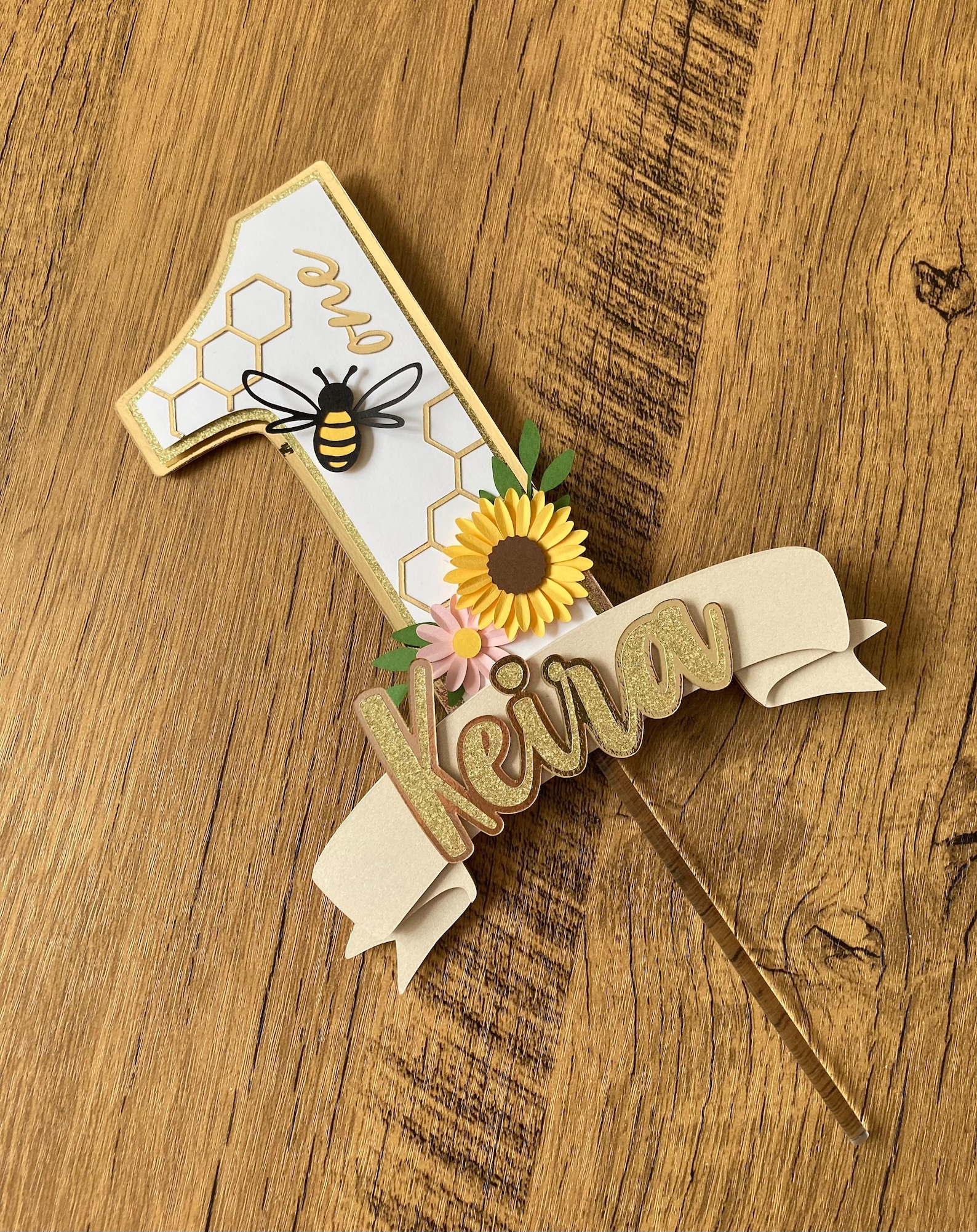 Bee Birthday Cake Topper: Sunflower Floral, First Bee-day - Etsy