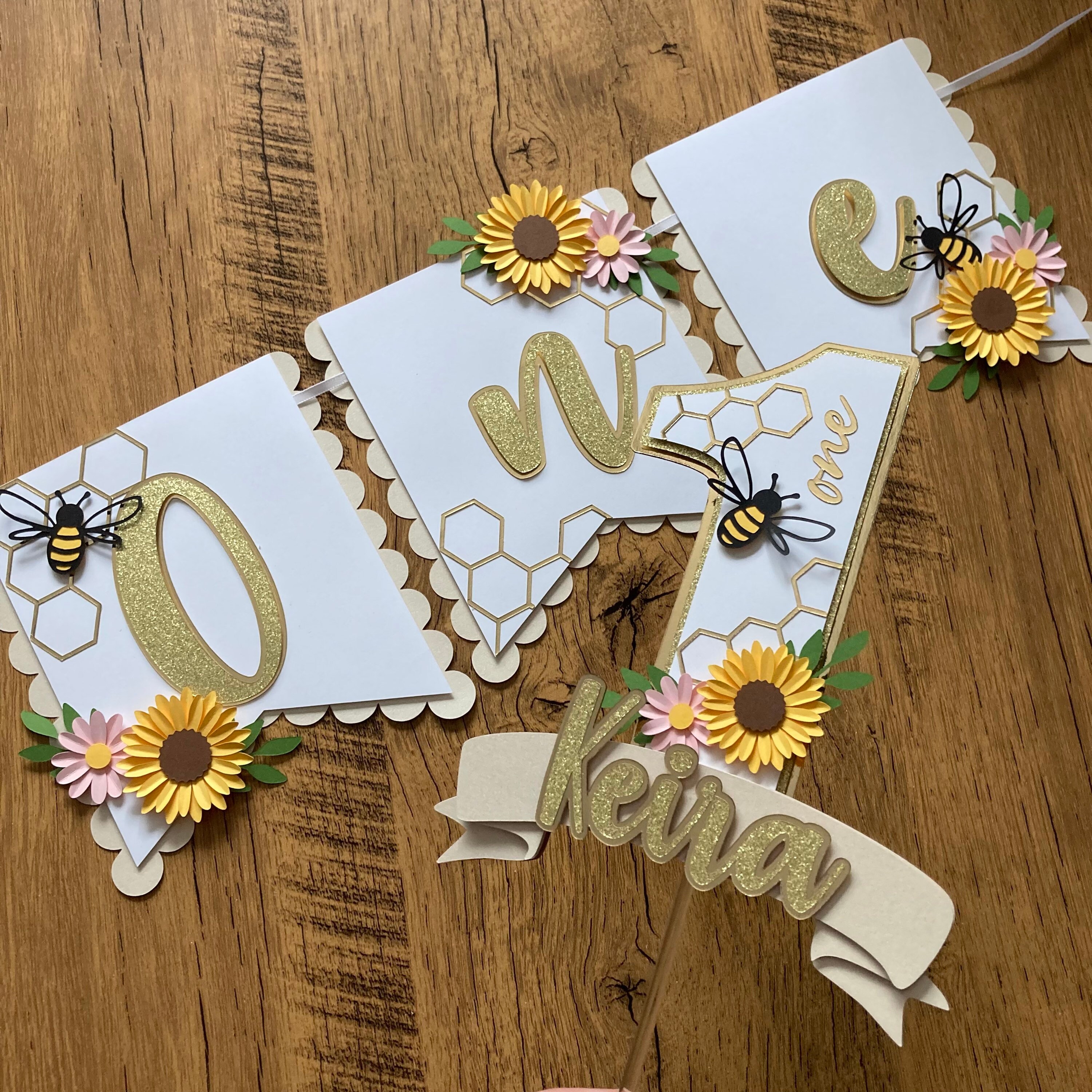 Bee Birthday Cake Topper: Sunflower Floral, First Bee-day - Etsy