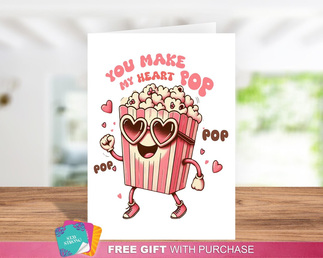 Fun "you Make My Heart Pop" Valentine’s Day Card - Card for Him, Be My ...