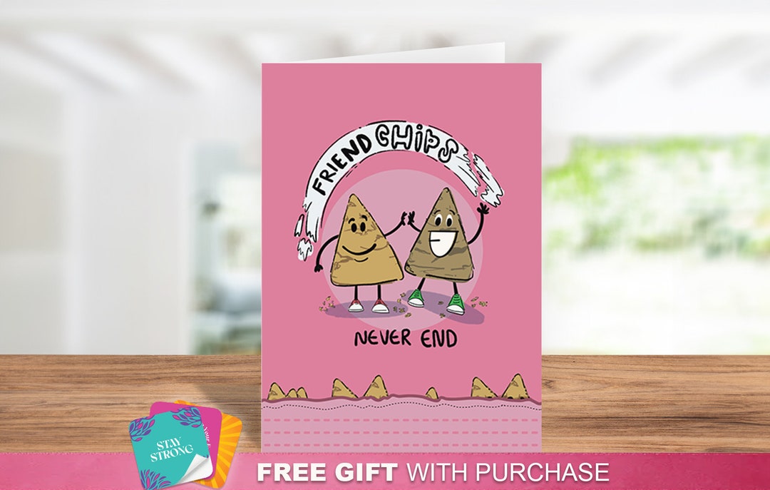 Cute "friendchips Never End" Greeting Card, Best Friend Valentine's Day ...