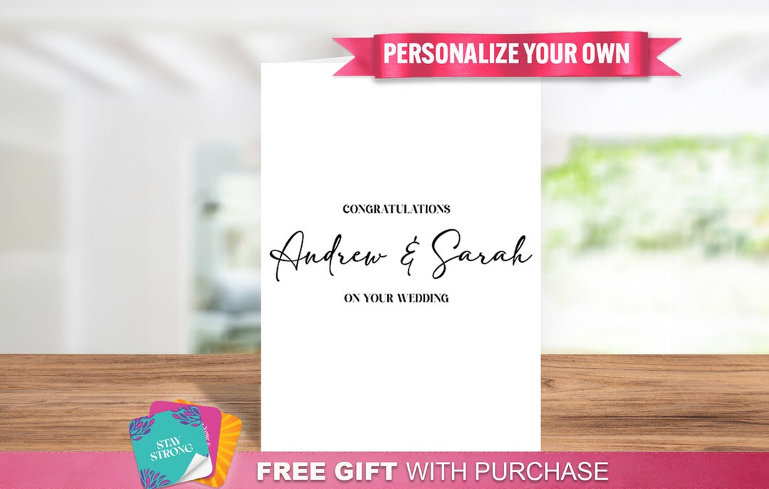 Elegant Personalized "congratulations on Your Wedding" Card - Congrats ...