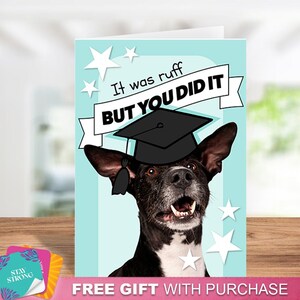 Funny "it Was Ruff...." Graduation Card -funny Cards, Graduation Gift ...