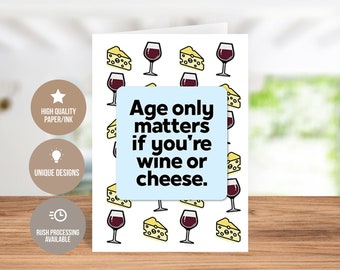 Age Only Matters If You Are Cheese Greeting Card Happy Birthday Card - Etsy