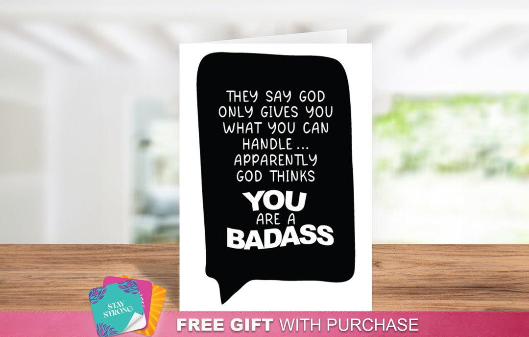 Inspirational "god Thinks You're A Badass!" Greeting Card - Recovery Card, Affirmation Card ...