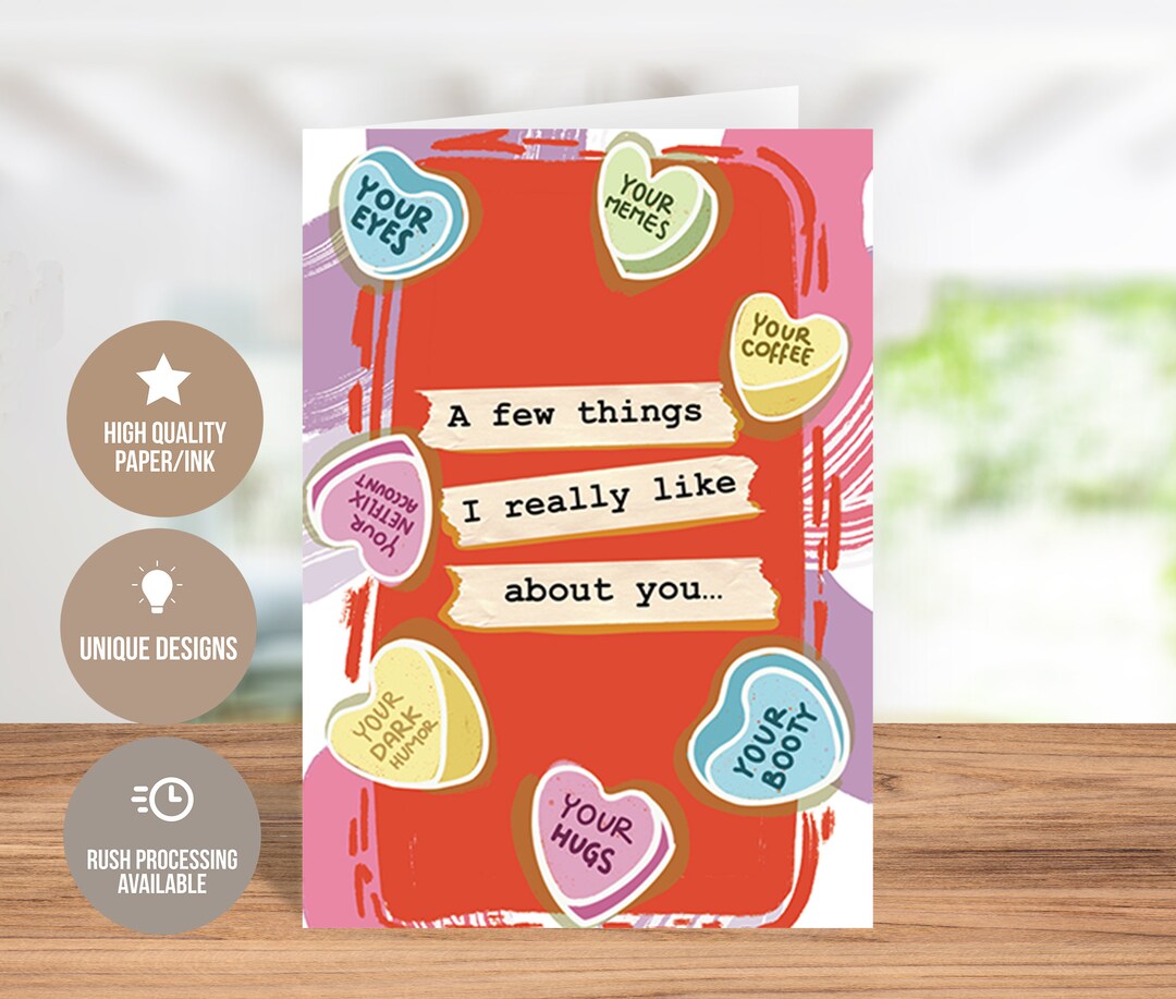 A Few Things I Really Like About You... Greeting Card, Valentine's Day ...