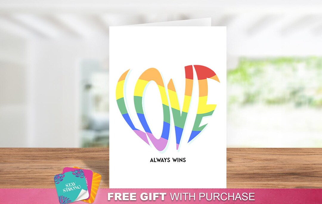 LGBTQ "love Always Wins" Card - Gay Pride, Pride Month, Love Conquers ...