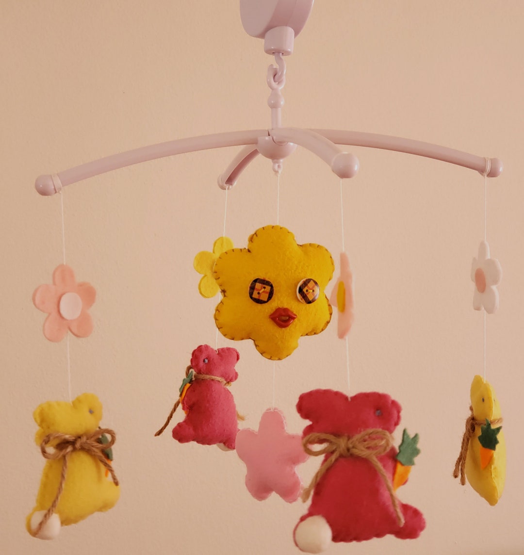 Rabbit Baby Mobile Multi Color Felt Baby Mobile Rabbit Musical ...