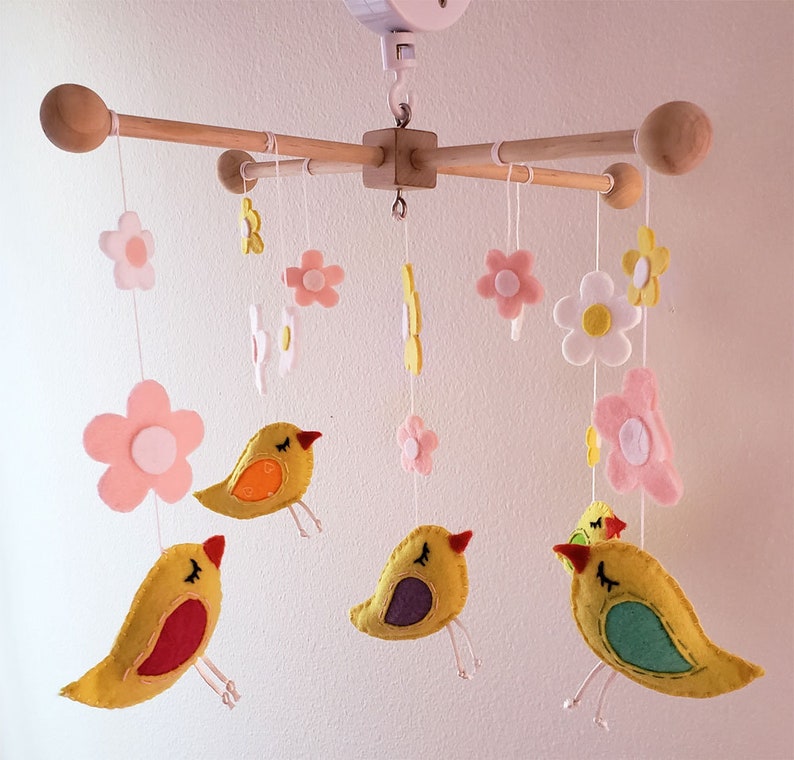 Felt Bird Baby Mobile Multi Color Baby Mobile Bird Baby Mobile Nursery ...
