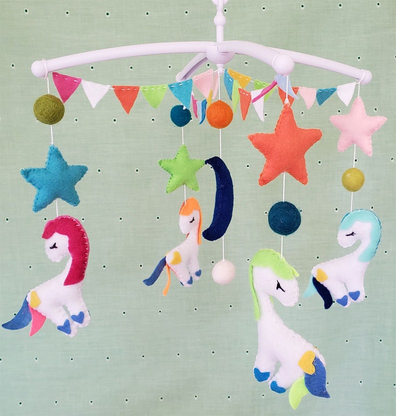 Musical Unicorn Mobile Multicolor Baby Unicorn Mobile Felt Nursery ...