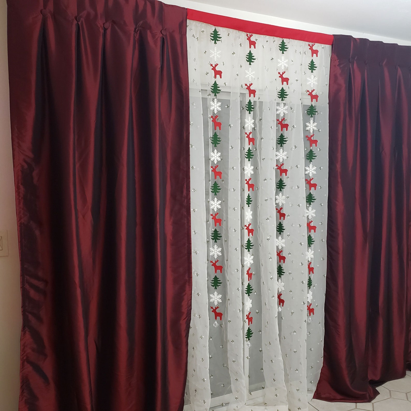 Christmas Curtains 100% Handmade Adorable Christmas Felt Window ...