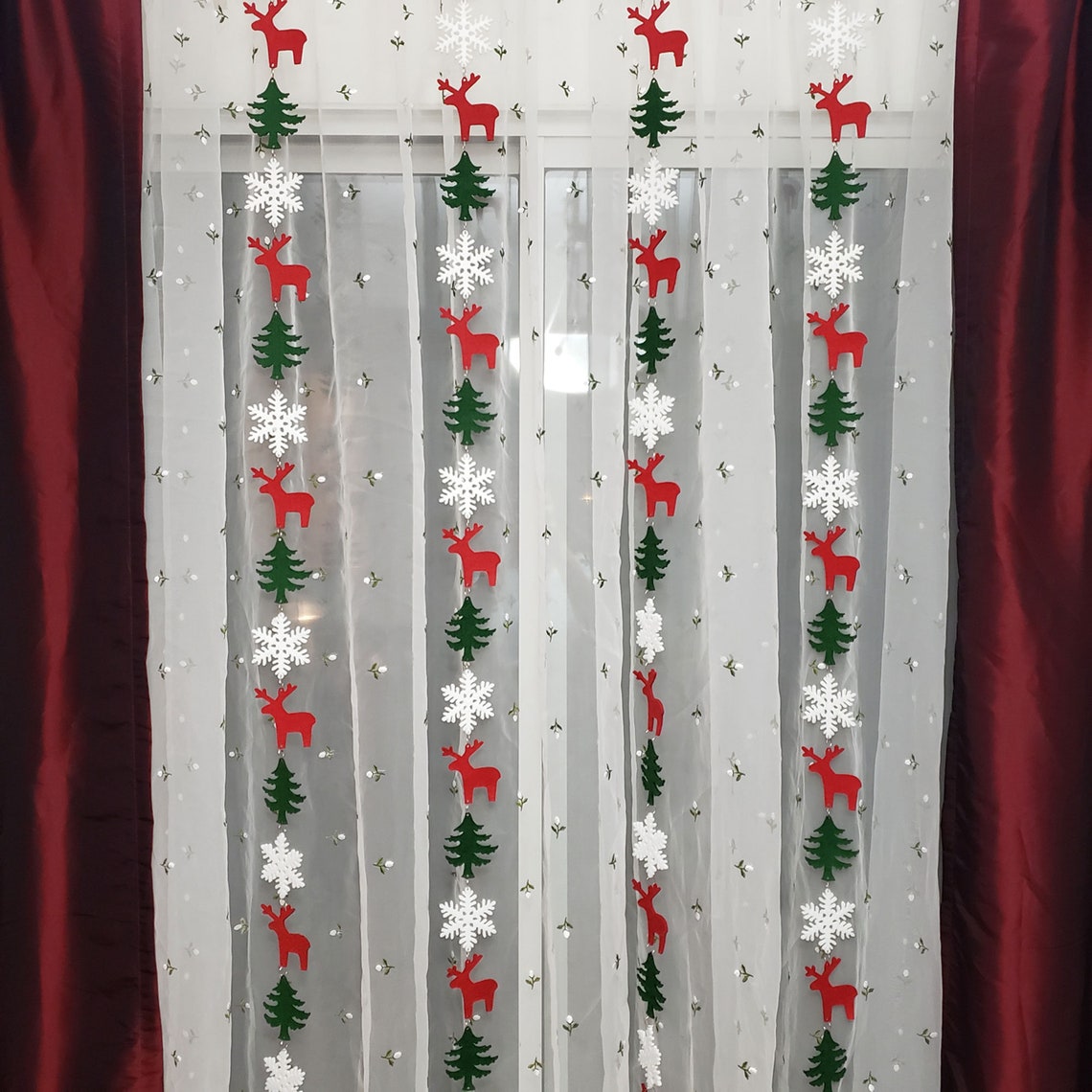 Christmas Curtains 100% Handmade Adorable Christmas Felt Window ...