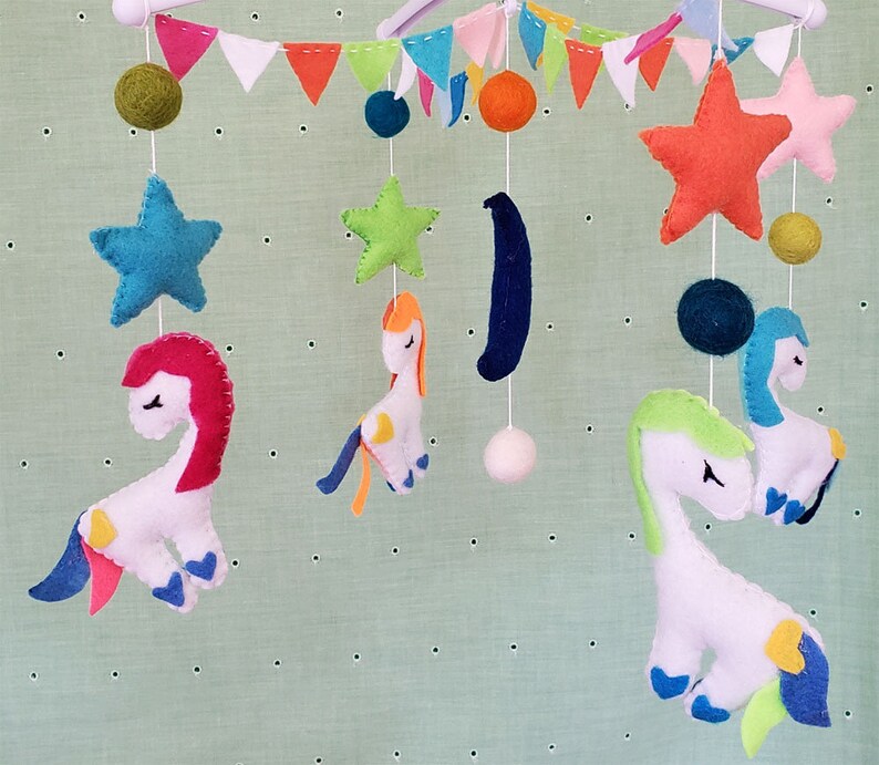 Musical Unicorn Mobile Multicolor Baby Unicorn Mobile Felt Nursery ...