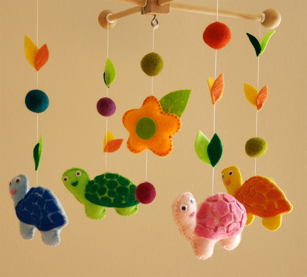 Turtle Baby Mobile Multi Color Felt Baby Mobile Turtle Musical ...