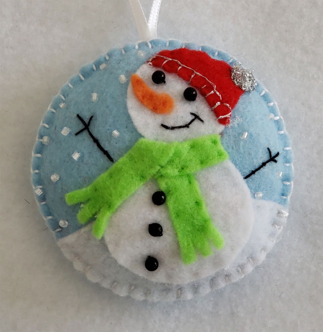 100% Handmade Adorable Christmas Felt Snowman Ornament is the Perfect ...