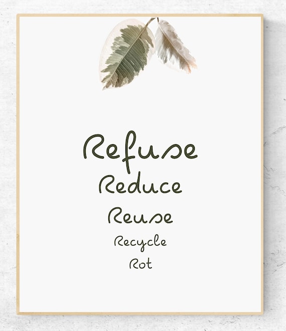 Printable 5 Rs Refuse Reduce Reuse Recycle Rot Eco | Etsy