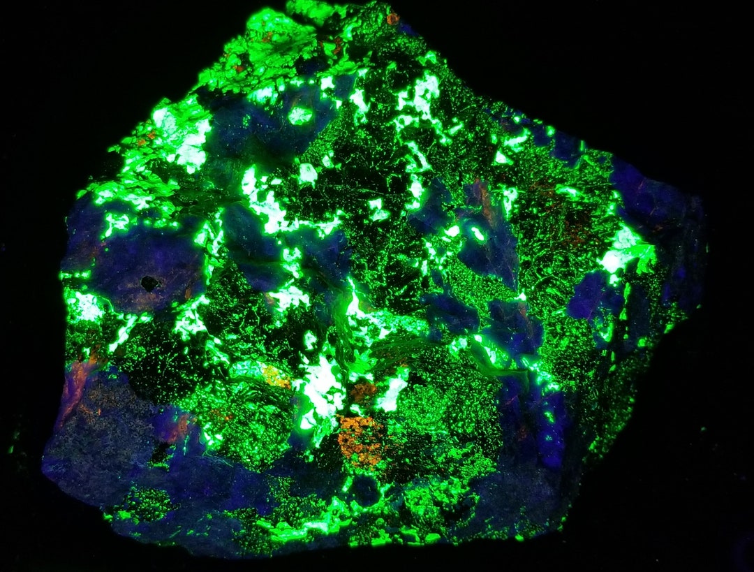 Shortwave SW Ultraviolet Fluorescent Hardystonite Willemite Exsolution in Tephroite Clinohedrite ...