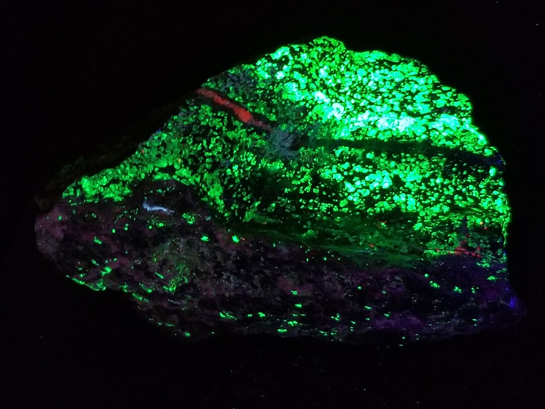 Big SW + LW UV Fluorescent Willemite & Calcite W/ Blue Fibrous Magnesio ...