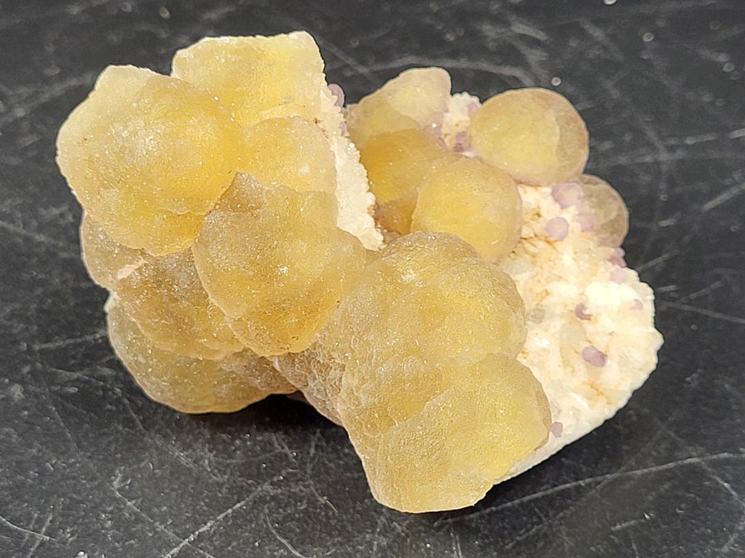 Rare Botryoidal Golden Yellow & Purple Fluorite Crystals From Xinyang ...