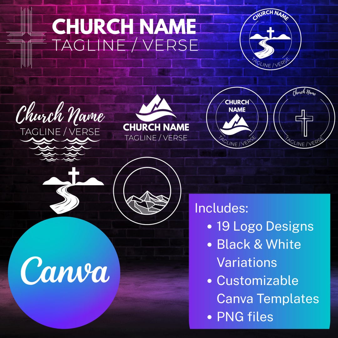Church Logo Branding Kit | 19 Editable Canva Templates | Modern ...