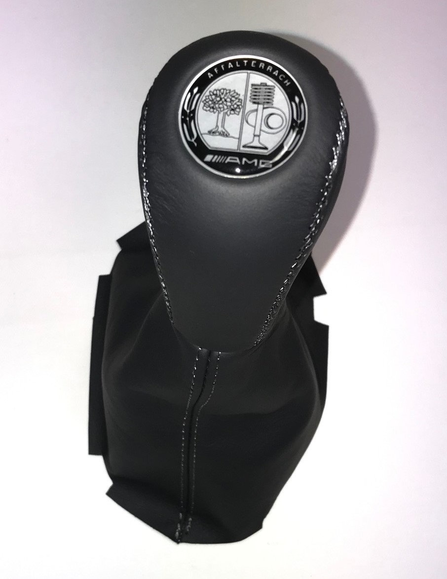 Gear Shift Knob Boot FITS Mercedes Benz E Class W211 W219 AT Black Genuine leather AMG label Gray stitching Etsy