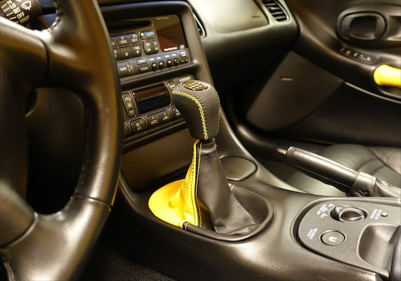 Shift Knob Fits for Corvette C5 MT 6 Speed 9 16 18 Thread Yellow Stitching Etsy New Zealand