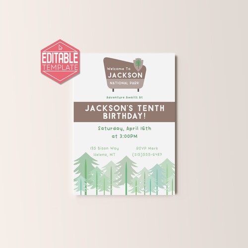 Editable National Park Birthday Party Invitation Any Age - Etsy