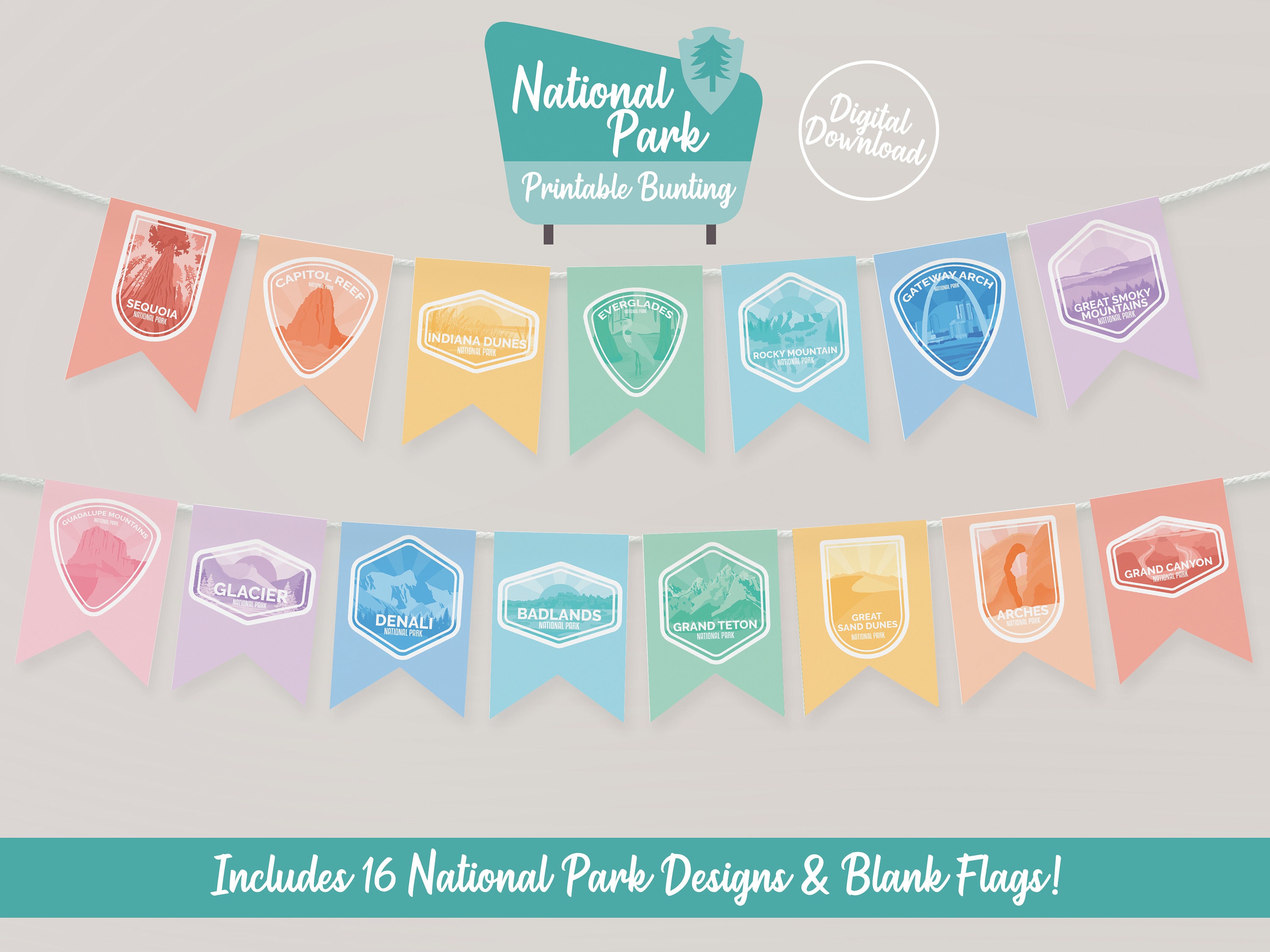 National Park | Printable Bunting | Digital Download | Party Supplies ...