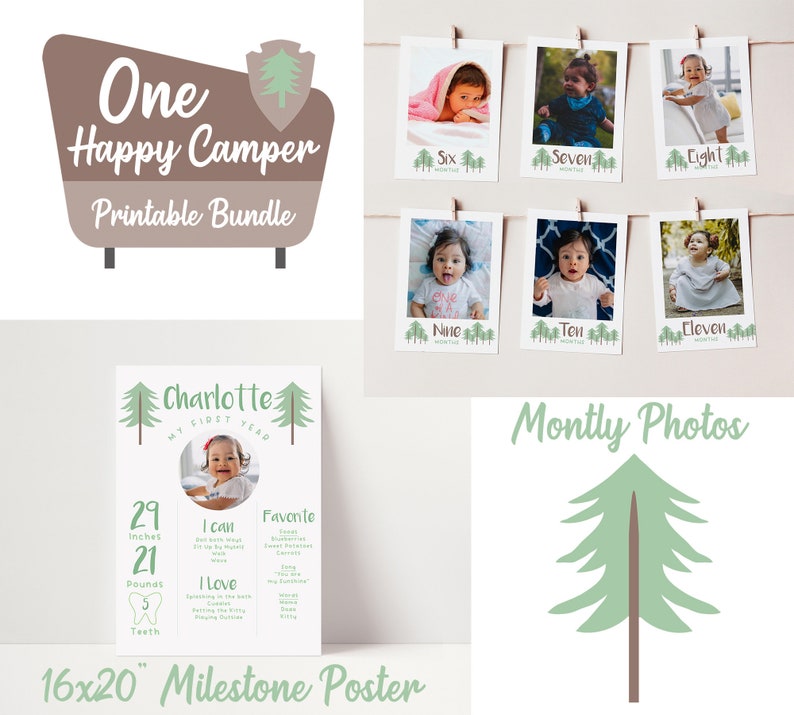 One Happy Camper Editable Party Pack Printable Template - Etsy