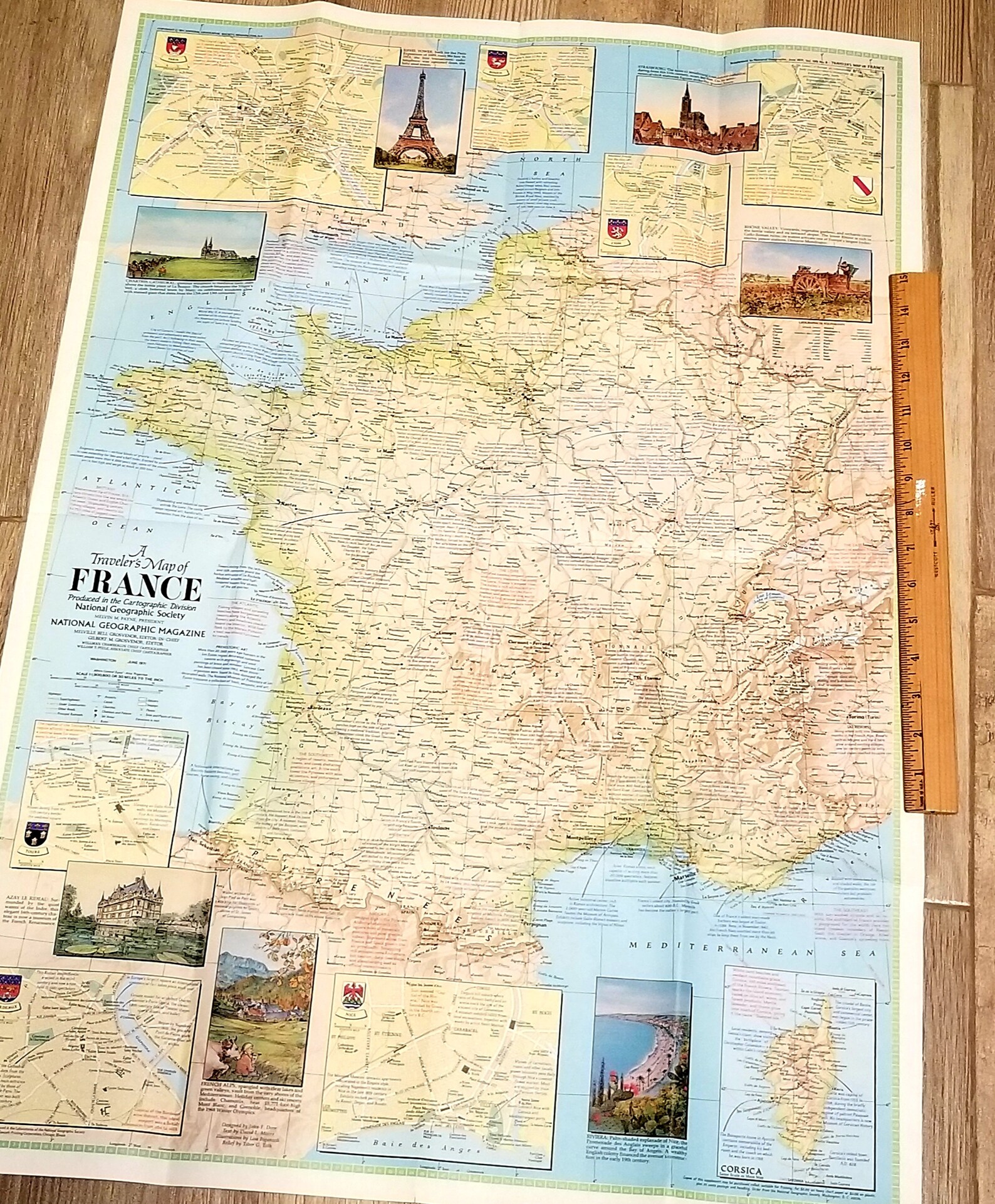 Vintage Nat Geo Paper Map of France ! Wall Art Suitable for Framing - Etsy
