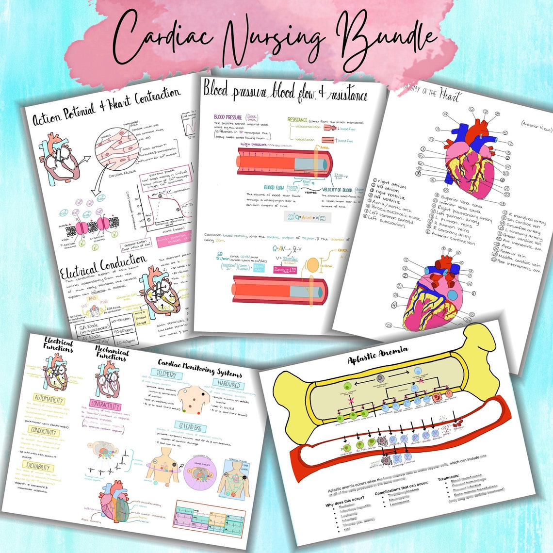 Cardiac NURSING BUNDLE | Cardiovascular System NCLEX Cheat Sheet | 9 ...
