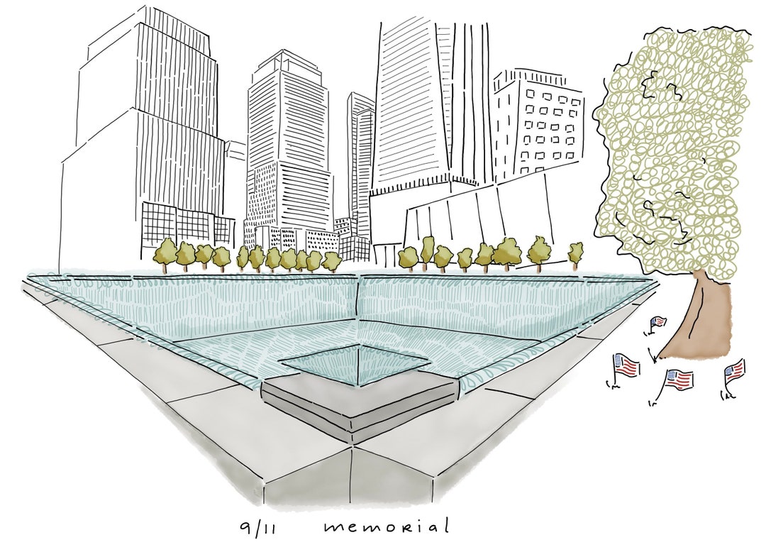 New York 9/11 Memorial Art Print - September 11th Fountain Painting ...