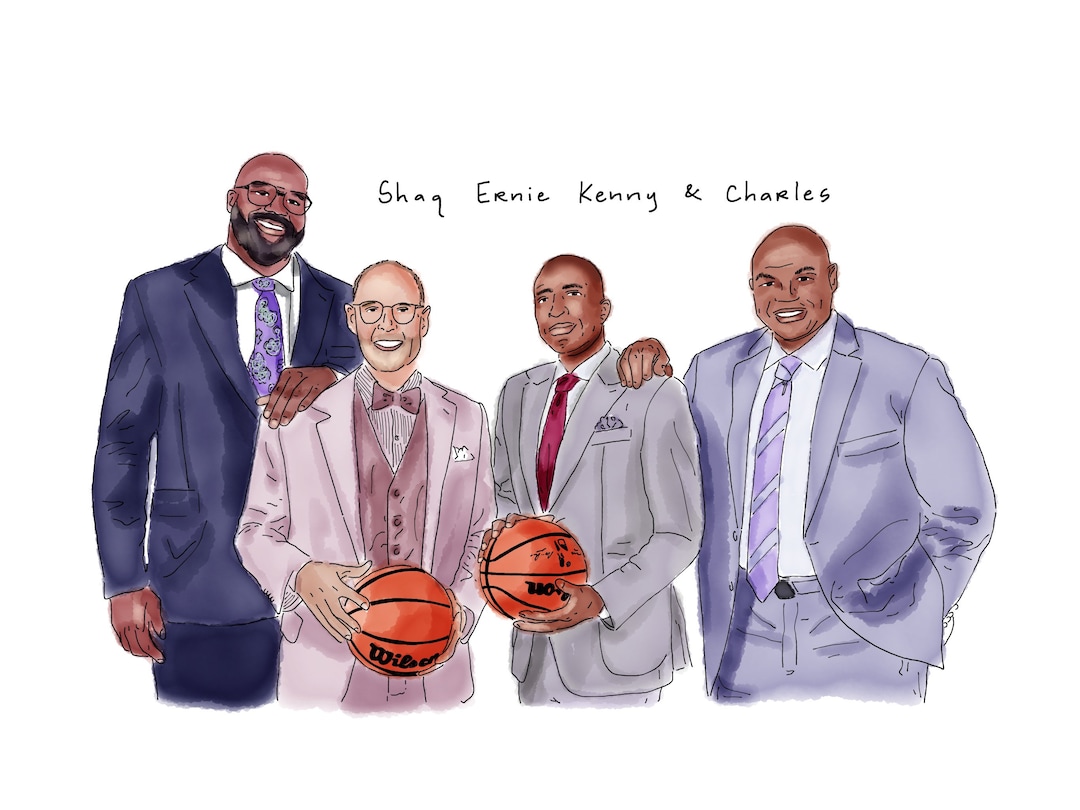 Inside the NBA Art Print - Matted 8x10 or 5x7 - Shaq, Ernie Johnson ...