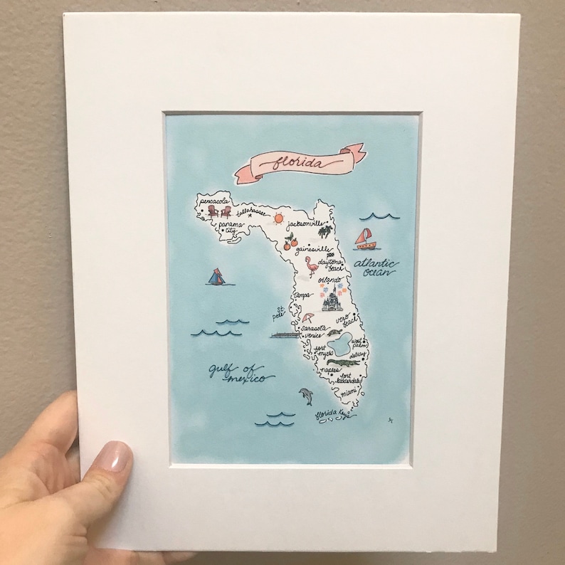 Whimsical Florida Art Print - Florida Illustration - Florida Original ...