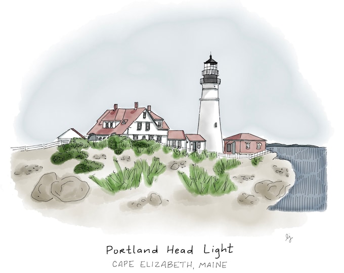Portland Head Light Original Art Print Matted Portland Maine Maine ...