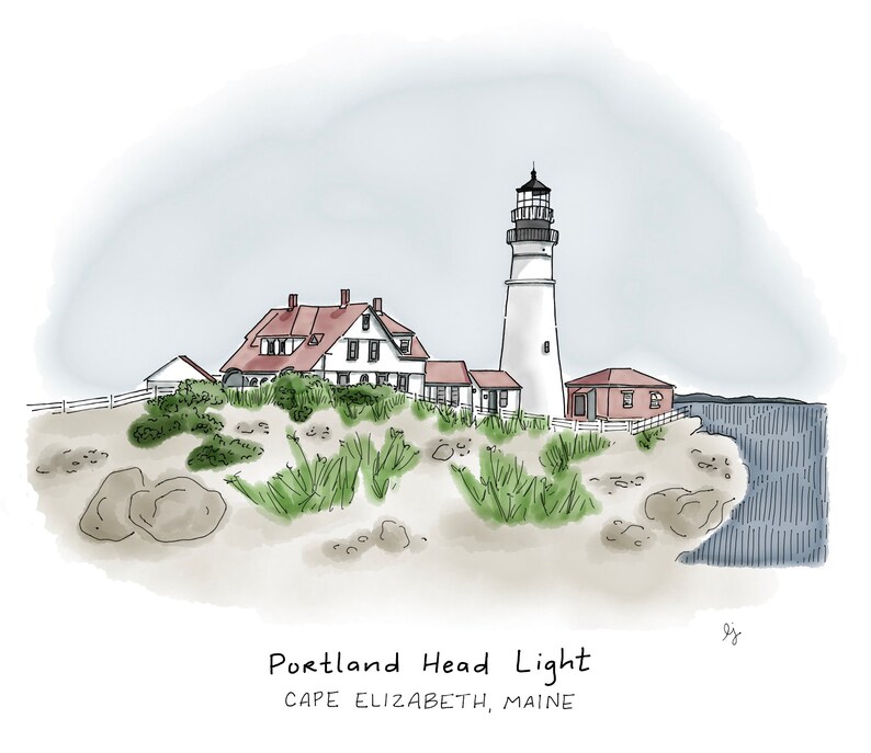 Portland Head Light Original Art Print - Matted - Portland Maine ...