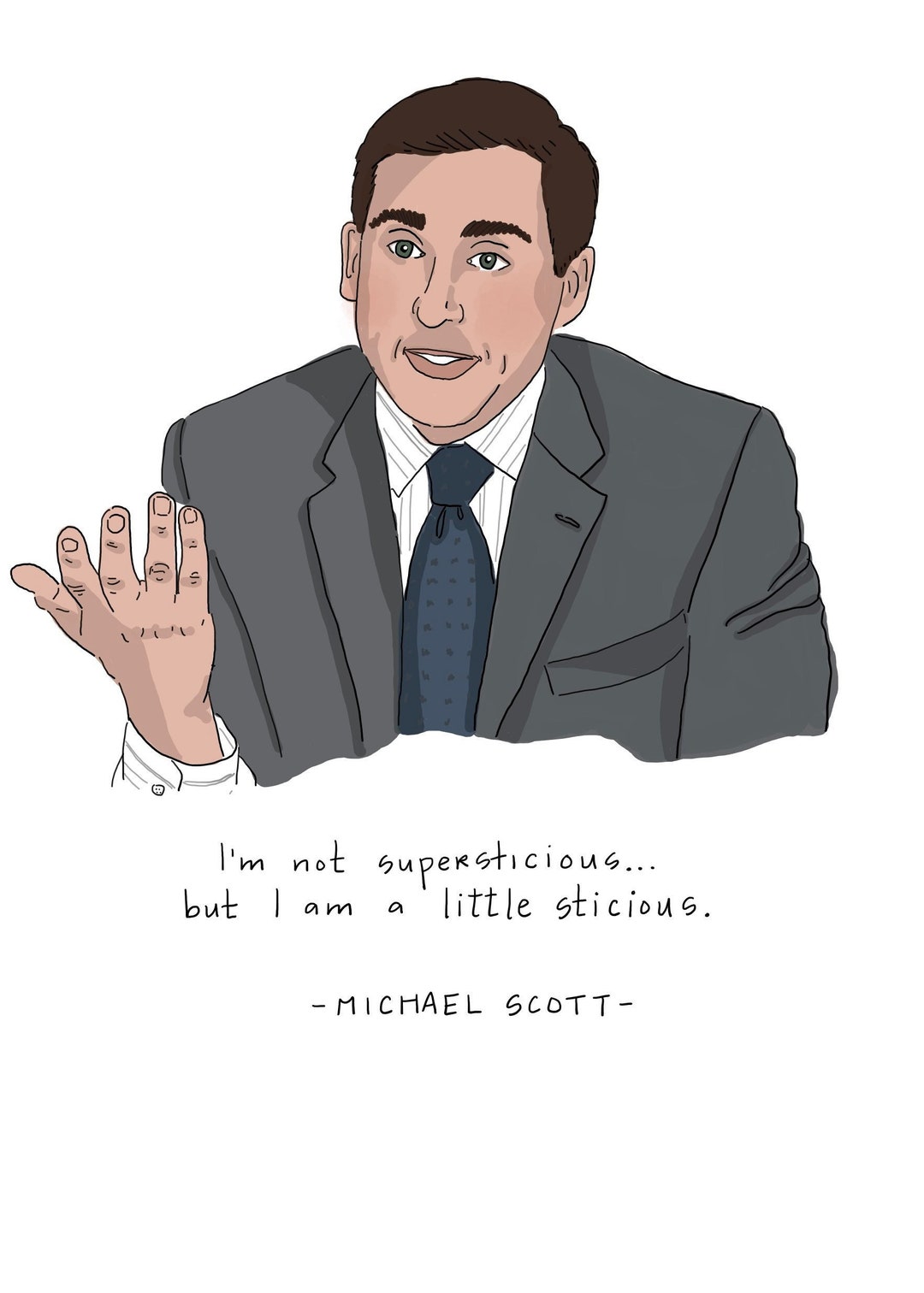Michael Scott Matted Art Print Im Not Superstitious but I - Etsy